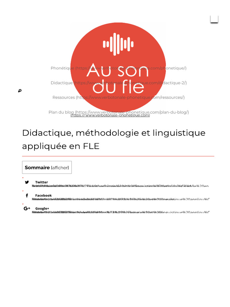 Didactique, Méthodologie Et Linguistiqu... FLE - Au Son Du Fle - Michel ...