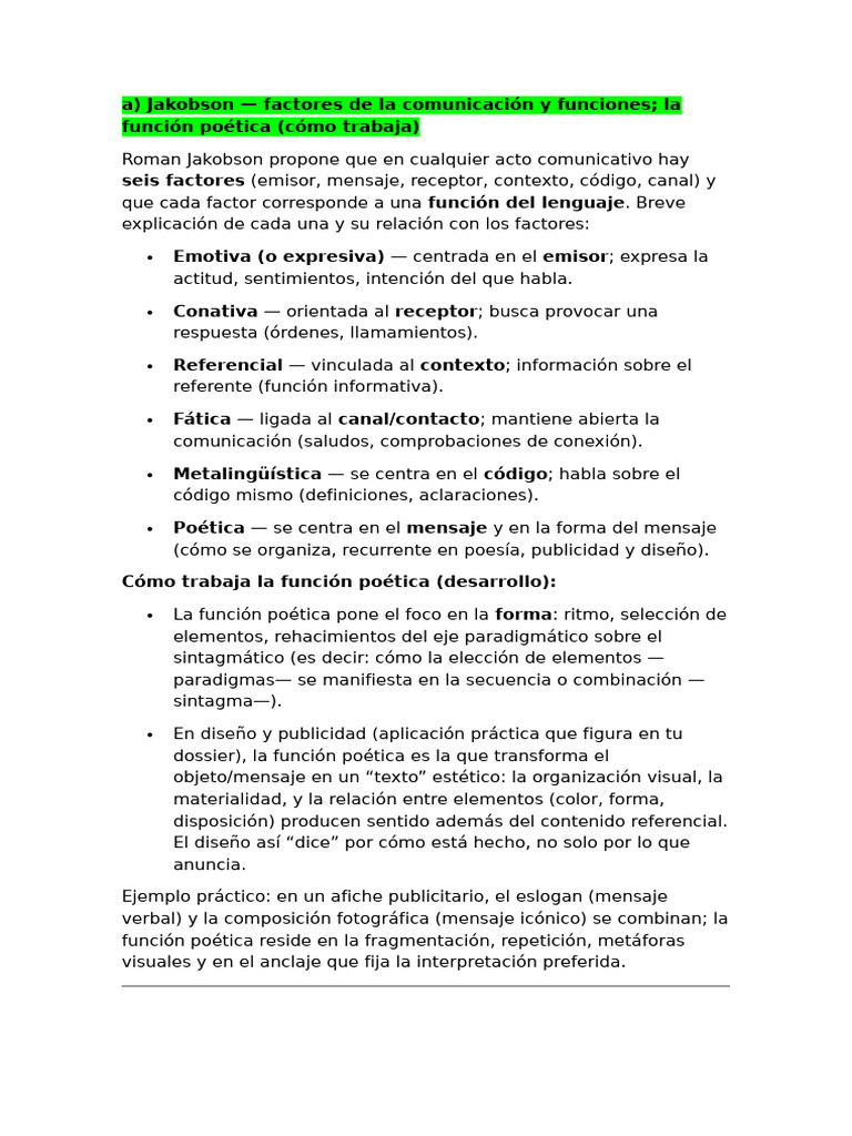 TP04: Análisis de La Comunicación Según Jakobson y Prieto | PDF ...