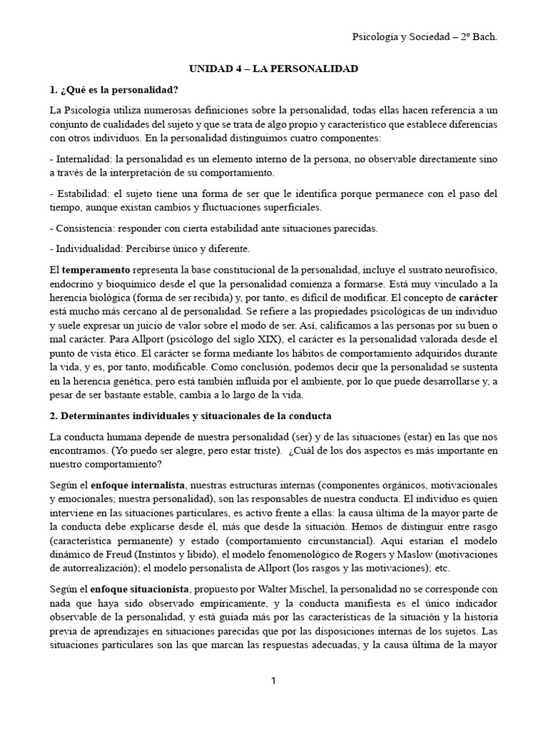Tema 3 - Personalidad 1 | PDF | Autoestima | Comportamiento