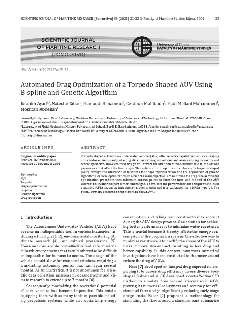 Automated Drag Optimization of A Torpedo Shaped AU | PDF ...