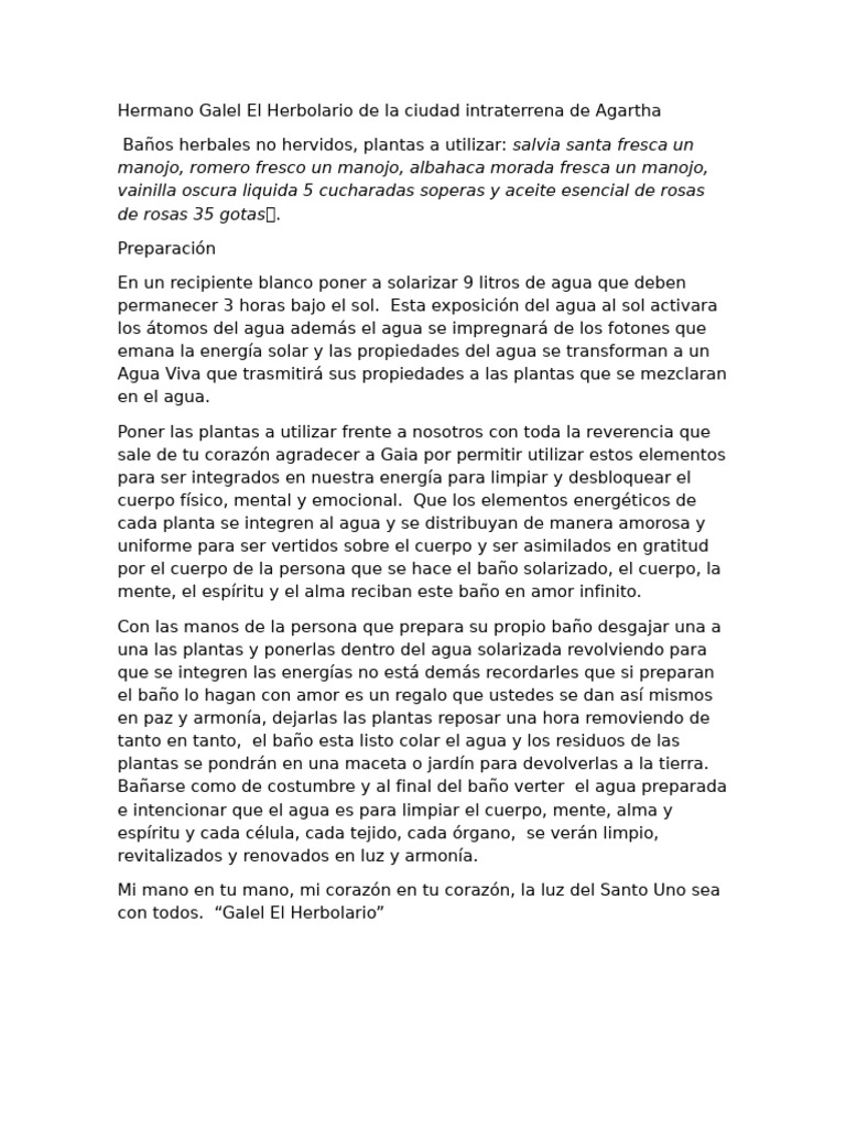 Hermano Galel El Herbolario de La Ciudad Intraterrena de Agartha | PDF