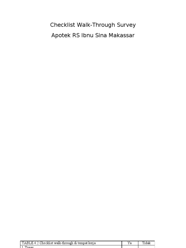 Checklist Walk Through Survey | PDF | Bisnis | Pengembangan Diri