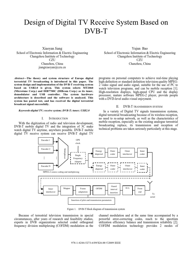 Design of Digital TV Receive System Based On DVB-T | PDF | Orthogonal ...
