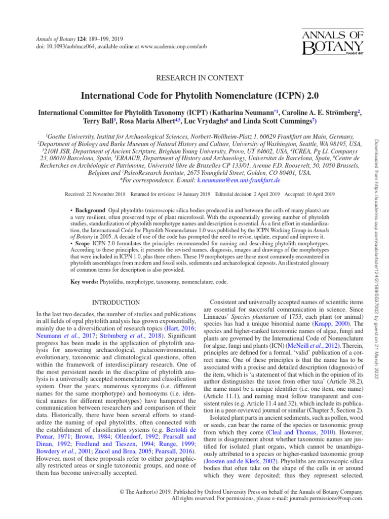 ICPN 2.0 | PDF | Taxonomy (Biology) | Biology