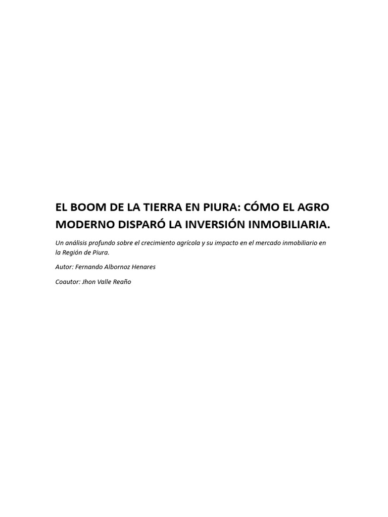 El Boom de La Tierra en Piura Libro Coautor Jhon Valle Reaño | PDF ...