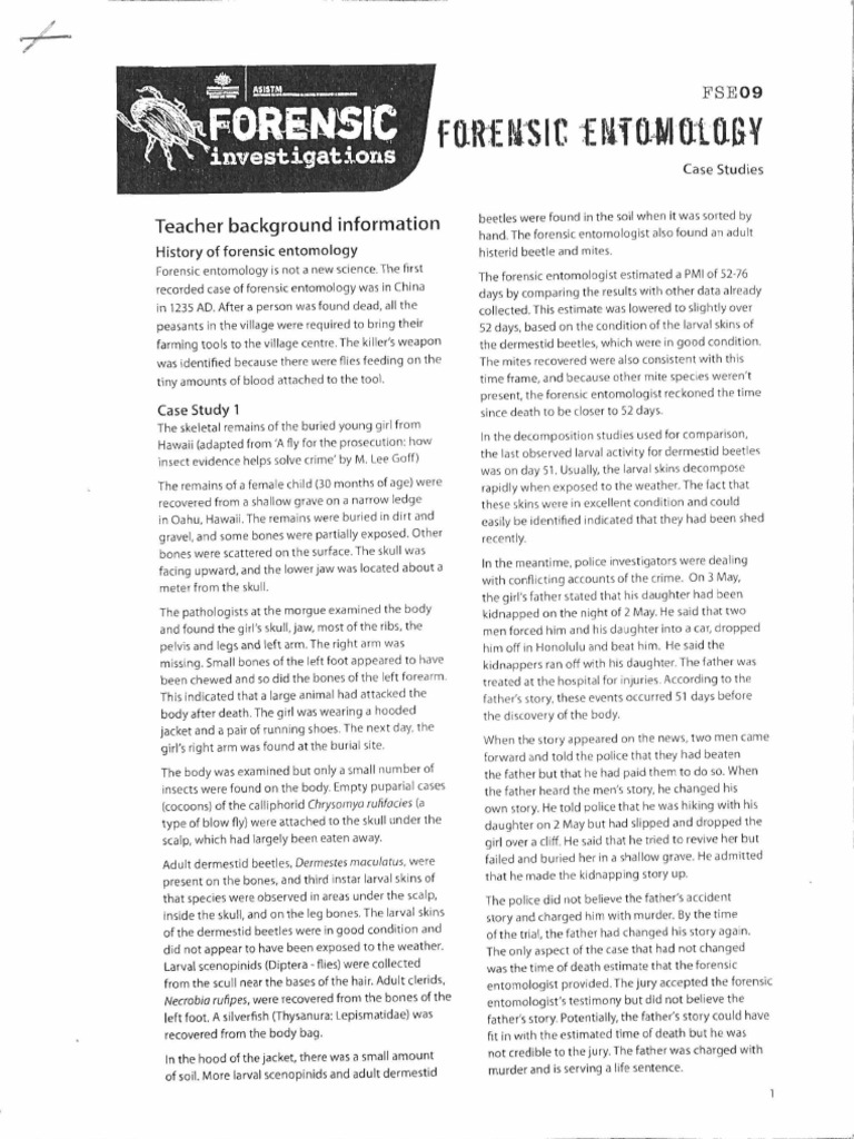Case Study - Forensic Entomology-1-1 | PDF
