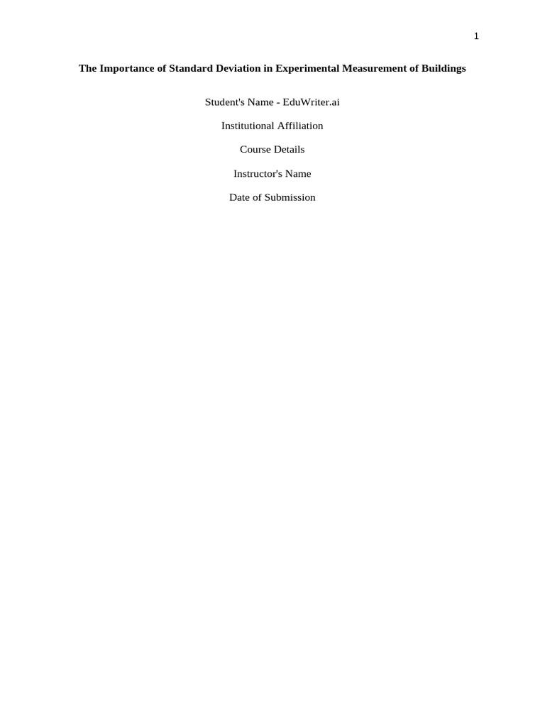 Standard Deviation and the Experimental Measurement of a Building | PDF ...