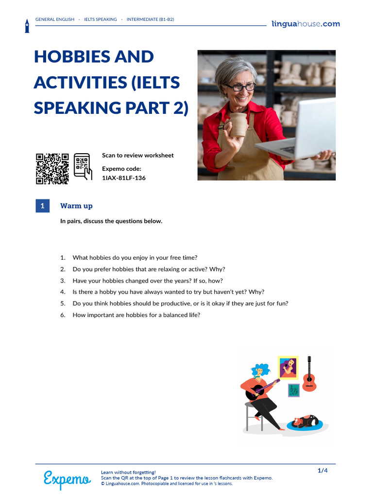 Hobbies and Activities Ielts Speaking Part 2 British English Student B1 ...