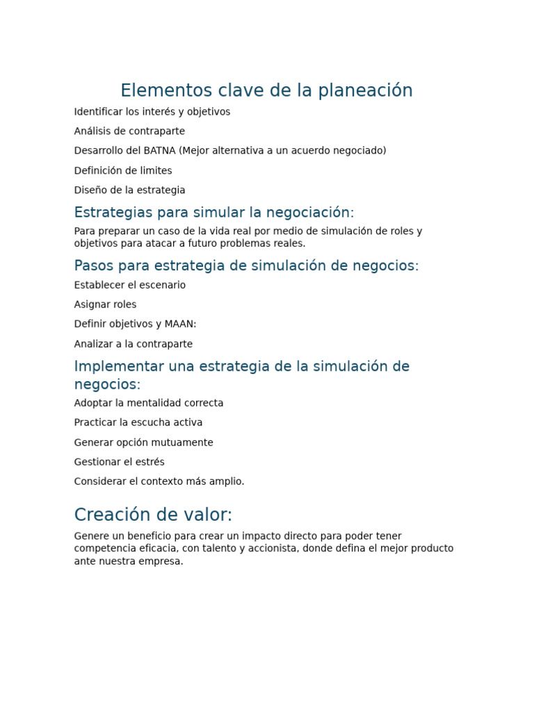Elementos Clave De La Planeación Resumen Equipo 4 Pdf