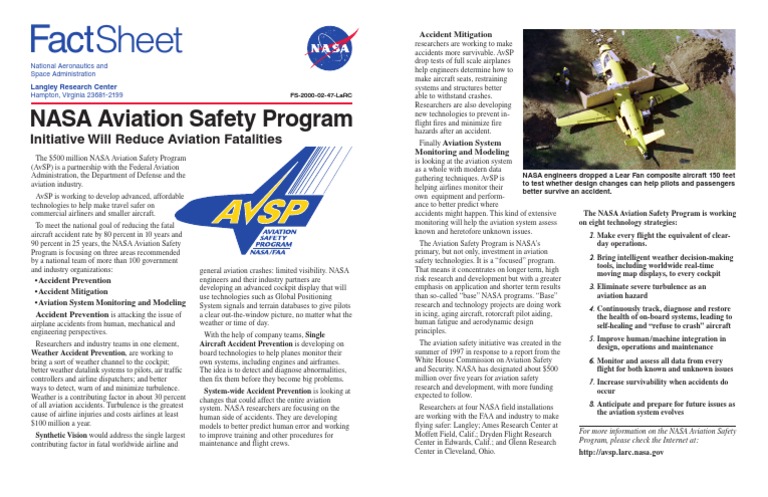 NASA Aviation Safety Program Overview | PDF | Business | Technology ...