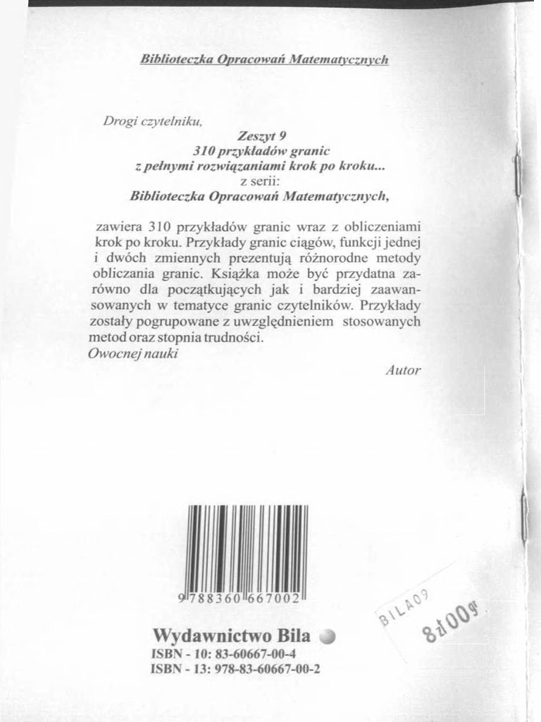 310 Przykładów Granic Z Pełnymi Rozwiązaniami Krok Po Kroku | PDF