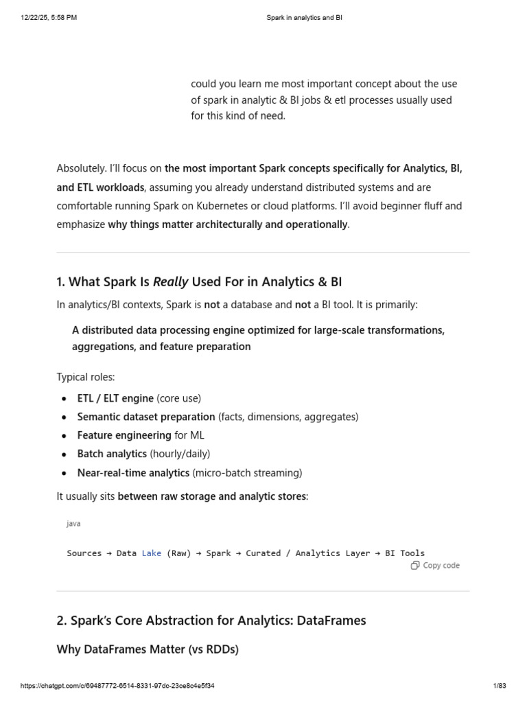 Spark in Analytics and BI Plus Aws & Azure Analytic Architectures | PDF ...