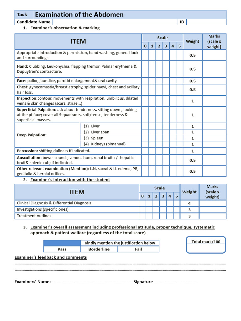 Final GIT OSCE Checklist | PDF | Liver | Medical Specialties