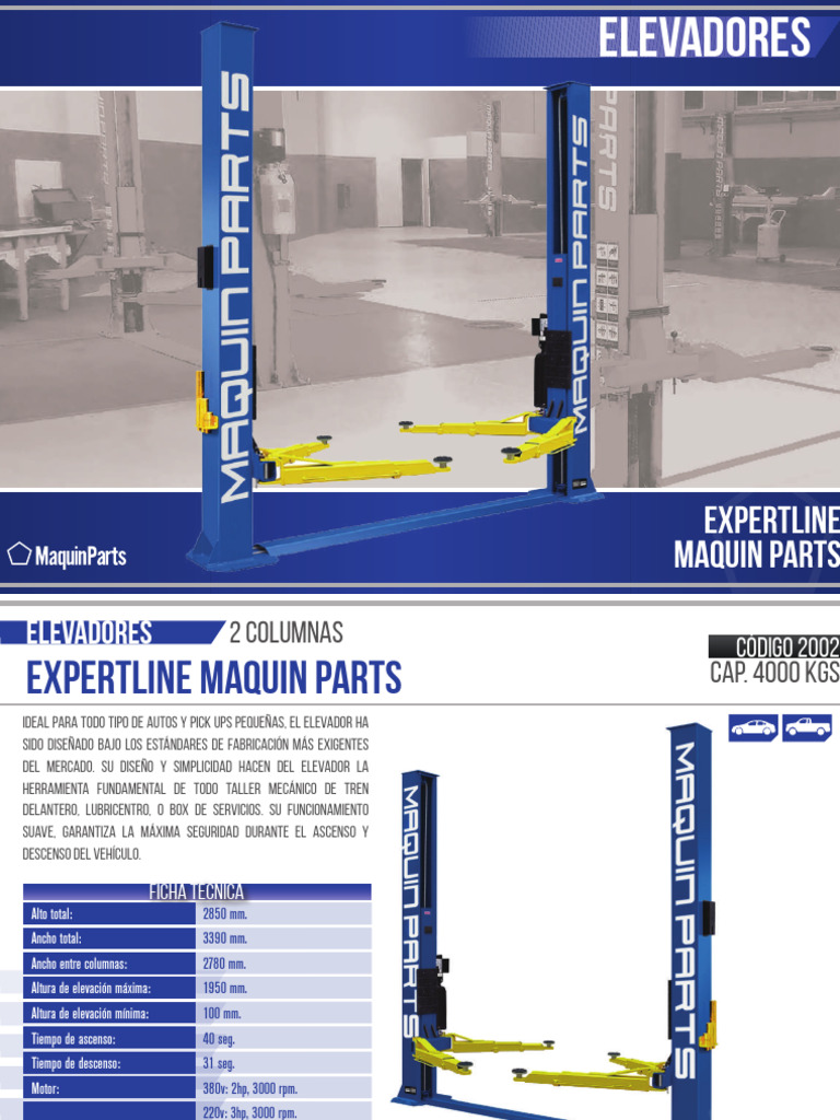 00000817-Elevador de 2 Columnas MAQUIN PARTS (Cap. 4000 KGS) 2002 ...