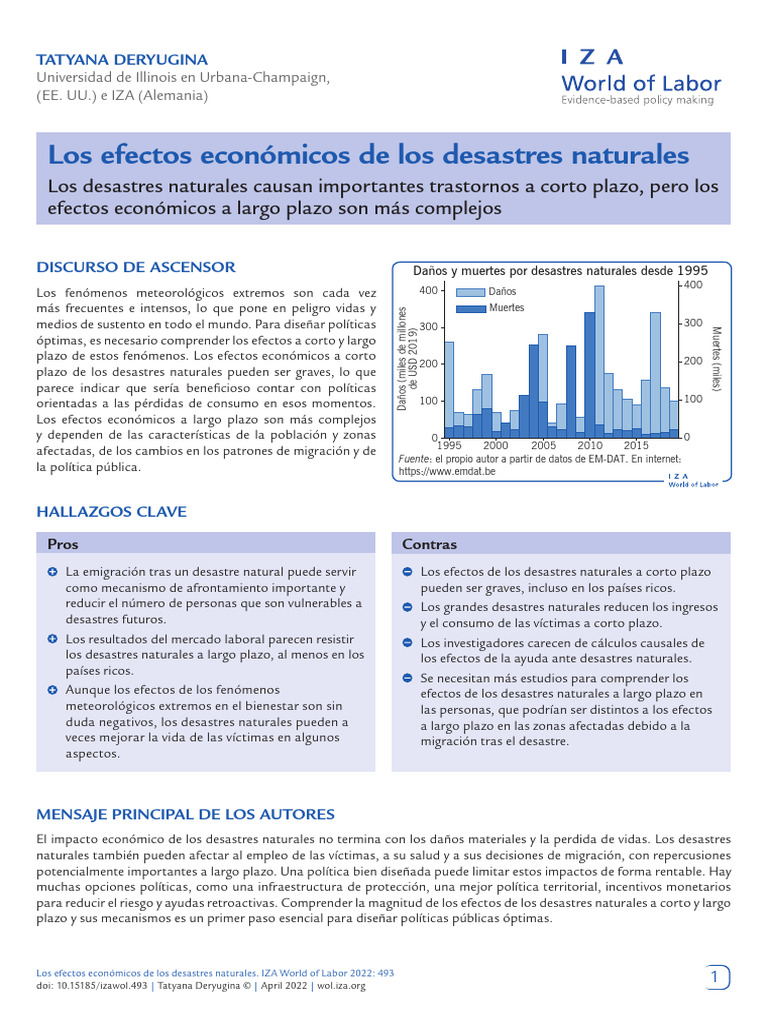 Economic Effects of Natural Disasters.one Pager.es | PDF | Desastres ...