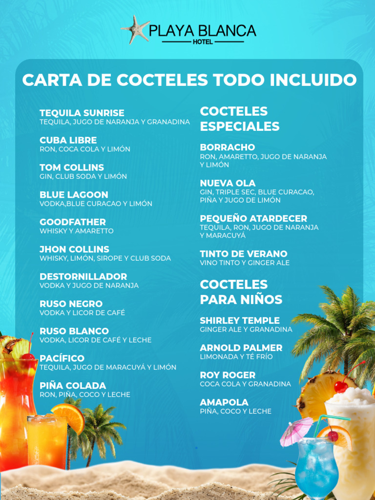 Cocteles Todo Incluido | PDF | Bebidas alcohólicas | Cócteles