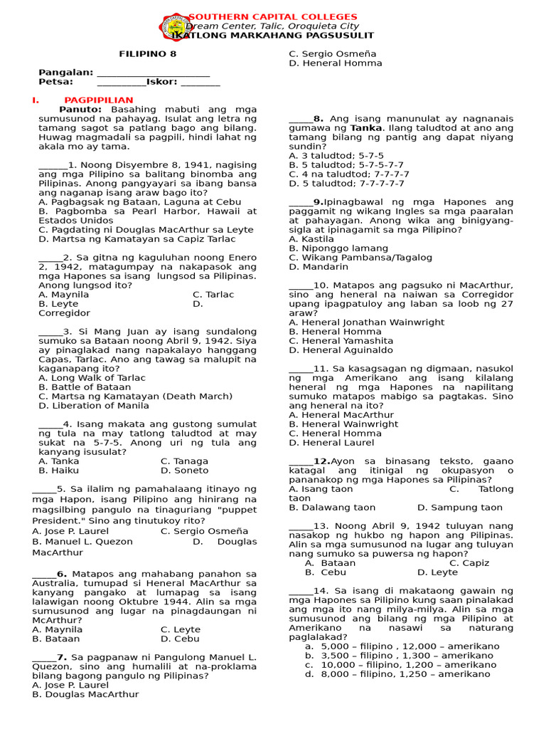 Filipino 8 (3RD Q) | PDF