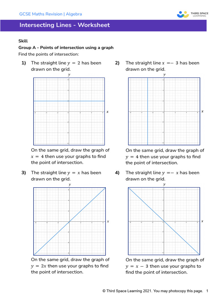 Third Space Learning Intersecting Lines GCSE Worksheet | PDF ...
