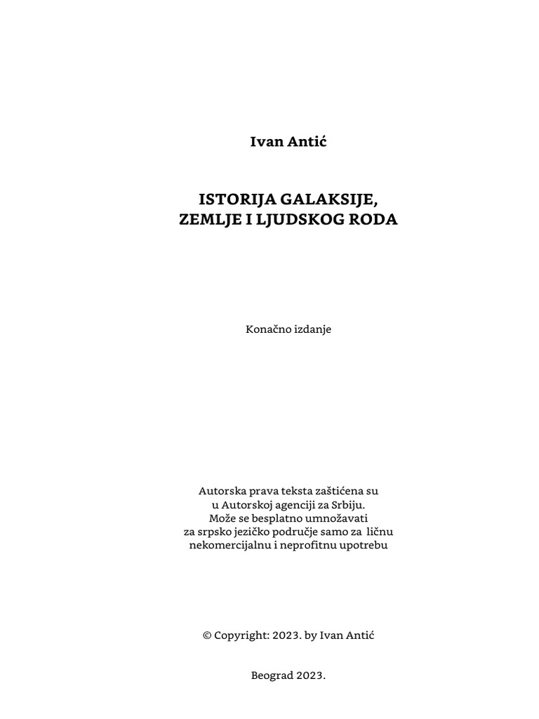 Ivan Antic Istorija Galaksije Zemlje i Coveka | PDF