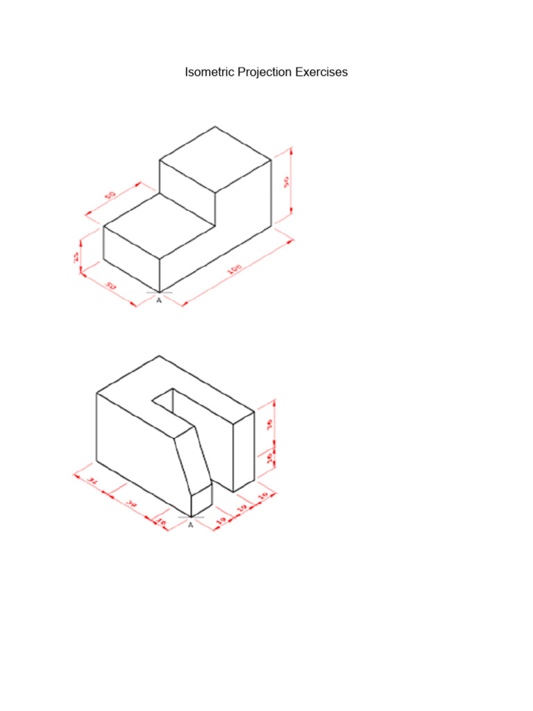 Isometric Projection Exercises | PDF