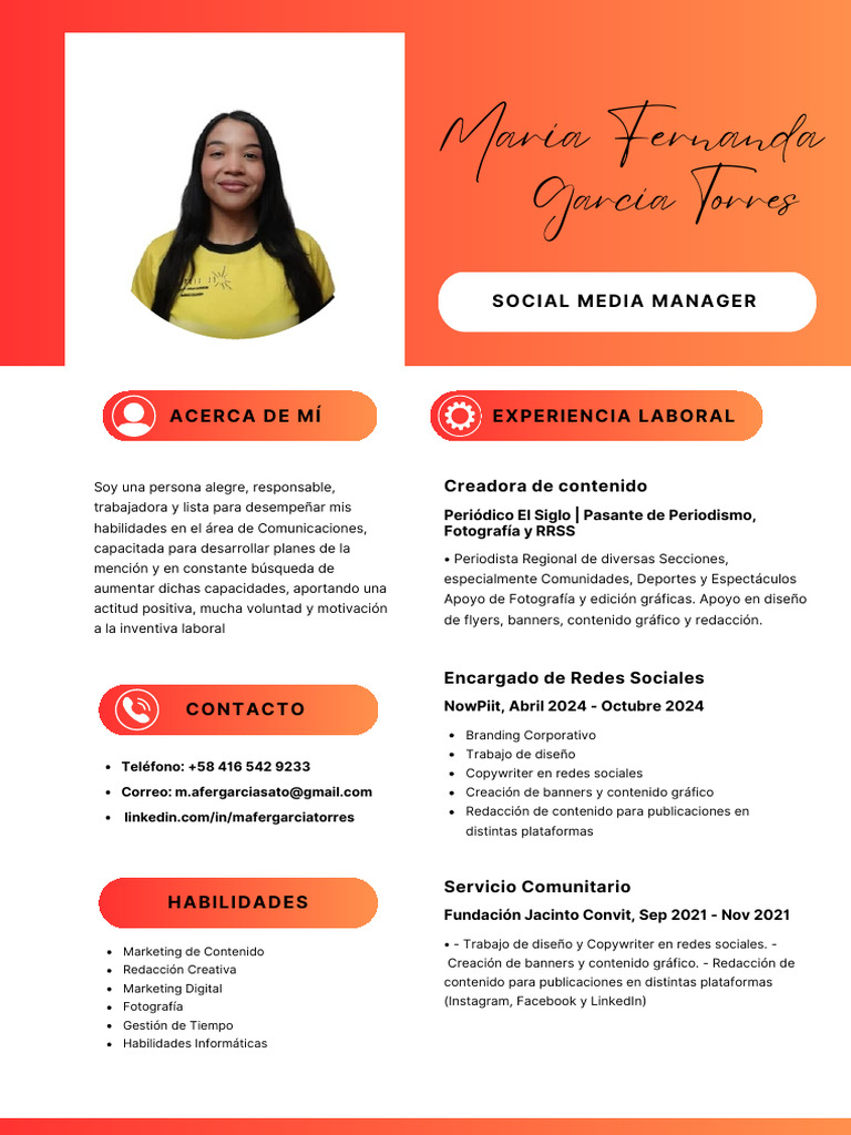 ACTUAL Curriculum Vitae María Fernanda García | PDF | Redaccion ...