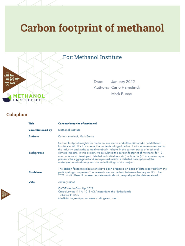 Carbon Footprint of Methanol Studio Gear Up Full Presentation | PDF ...