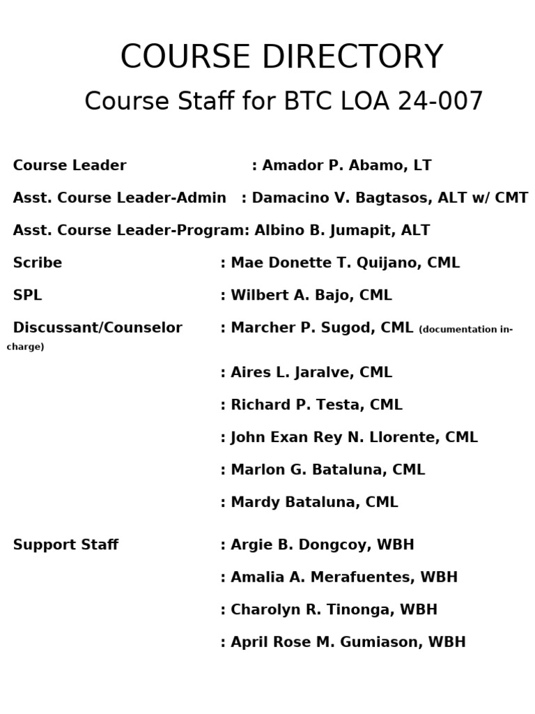 Course Directory | PDF