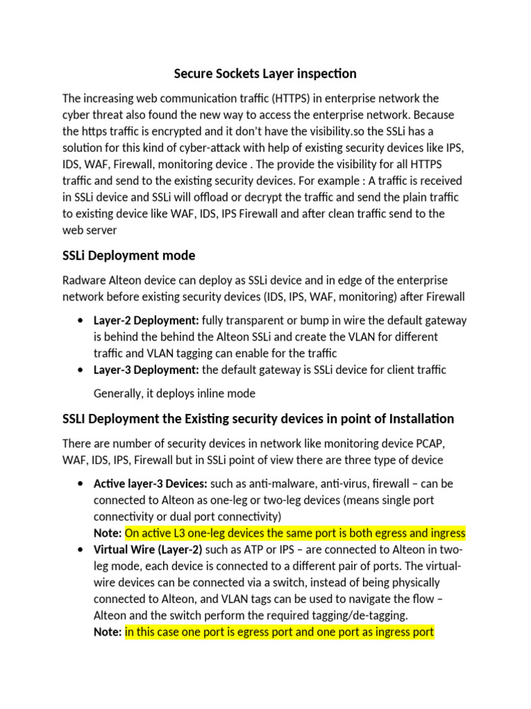 00 - SSLi Basic Deployment Document | PDF | Firewall (Computing ...