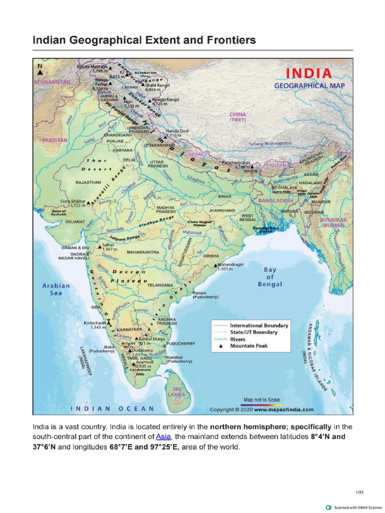 Indian Geographical Extent and Frontier | PDF
