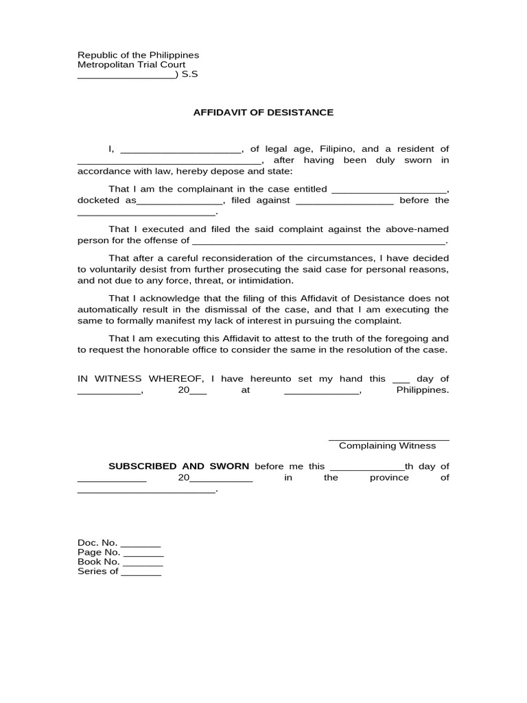 Affidavit of Desistance | PDF