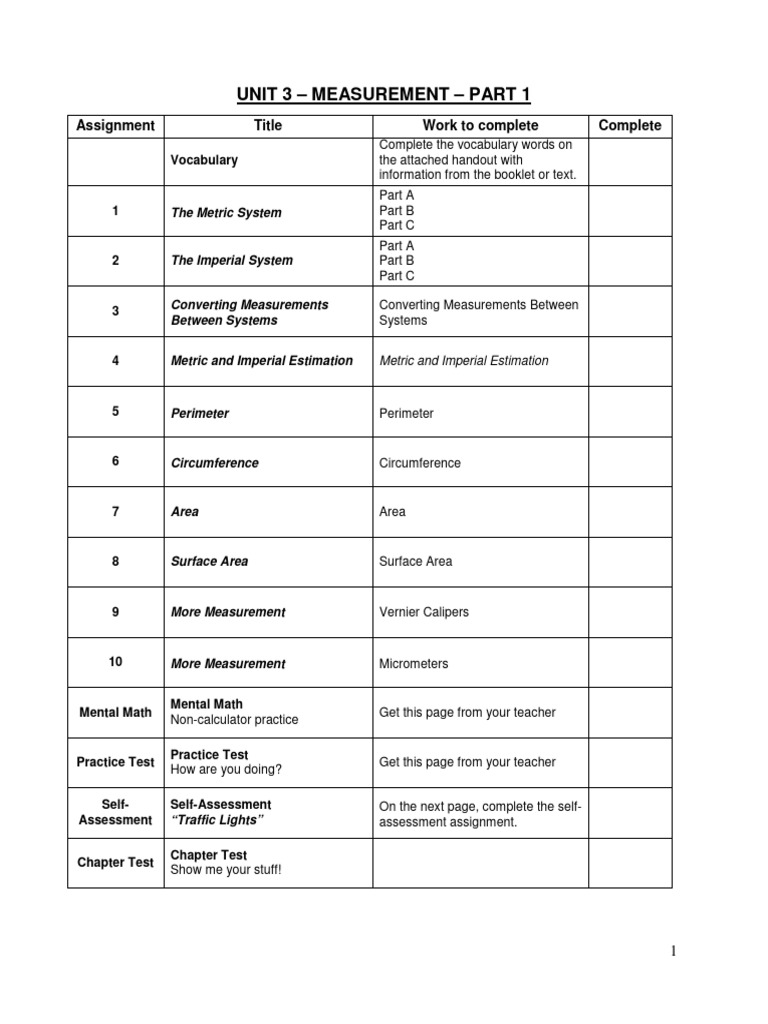Math 10-3 - Measurement Part A | PDF | Area | Length