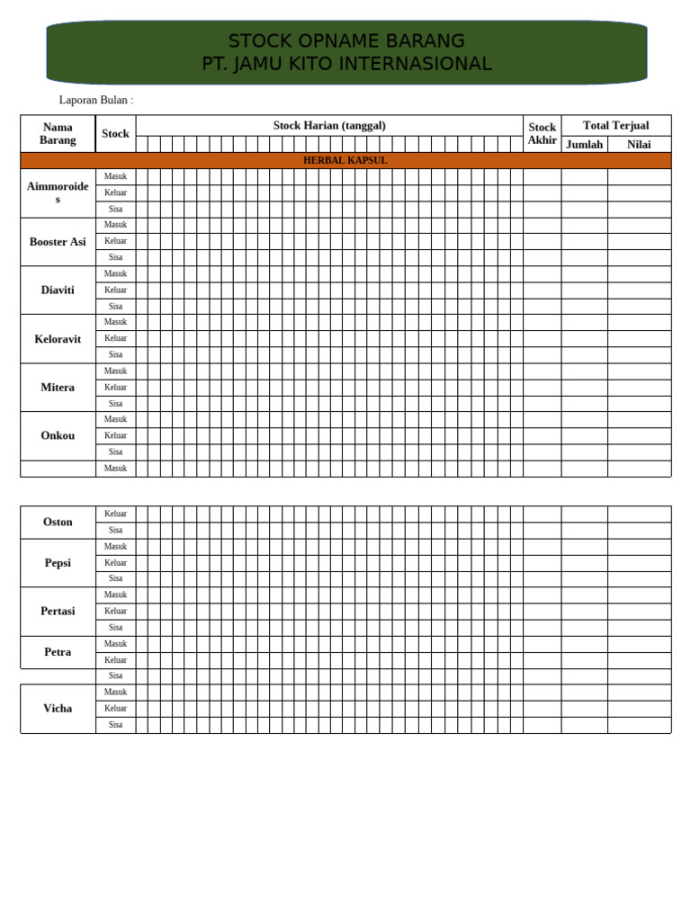 Stock Opname JK FIX | PDF