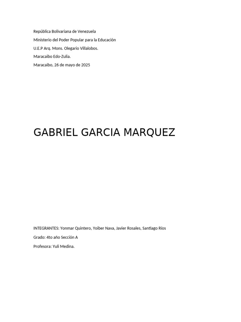 Lenguaje y Literatura Final... | PDF | Gabriel García Márquez