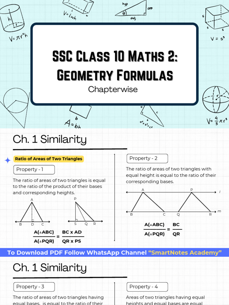 Maths 2 Geometry Formulas Chapterwise | PDF | Circle | Trigonometry