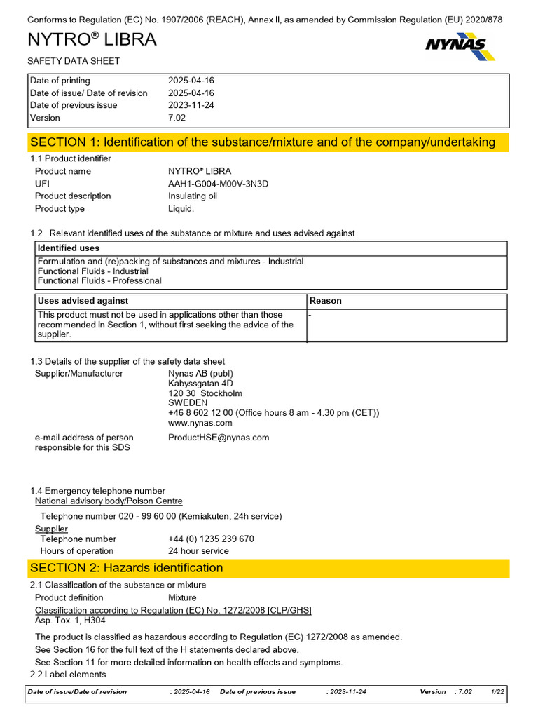 Manual de Aceites Nytro Libra | PDF | Toxicity | Safety