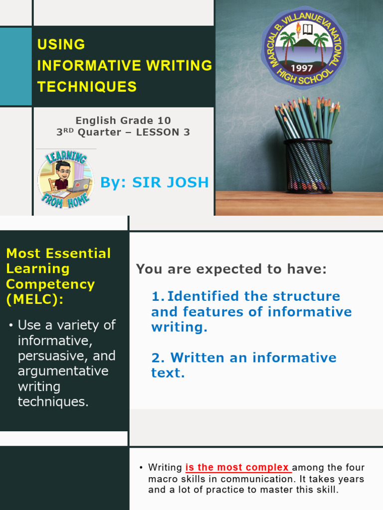 q3 Informative Writing Copyonly2 230306125512 077e9d02 | PDF | Learning ...