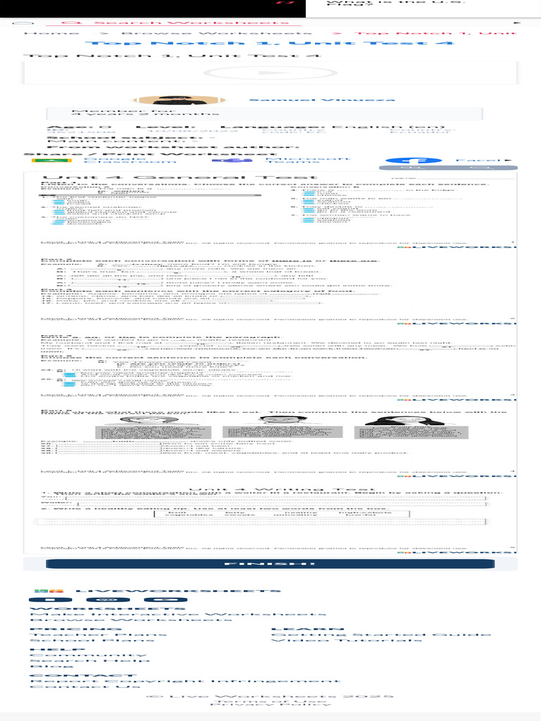 Top Notch 1, Un… Free Interactive Worksheets 3621508 | PDF