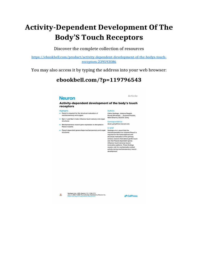 Activity-dependent development of the body’s touch receptors latest pdf ...