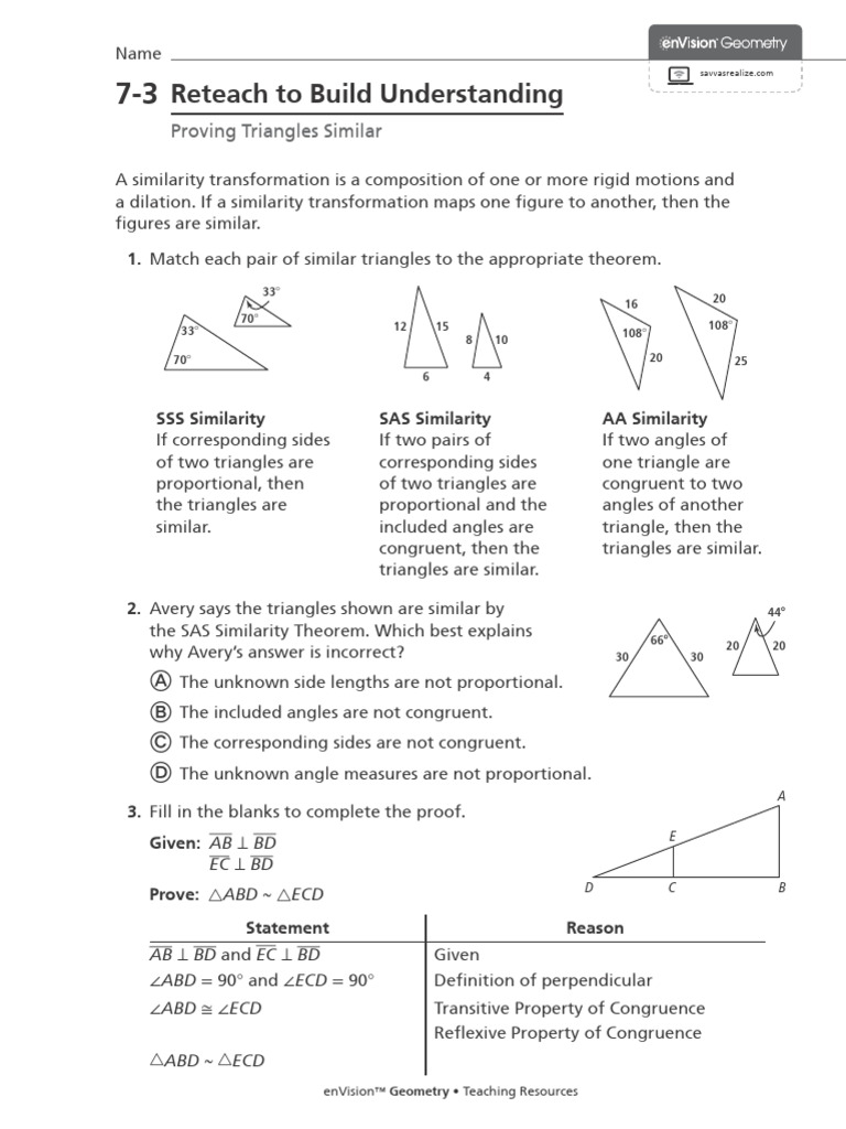 7-3 Reteach To Build Understanding Worksheet | PDF | Triangle | Mathematics