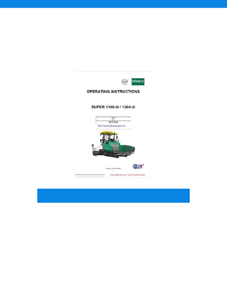 Vogele Road Pavers Super 1103 3i 1303 3i Operating Instruction | PDF