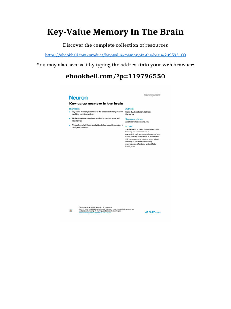 Key-Value Memory in The Brain PDF Available | PDF | Clitoris | Masturbation
