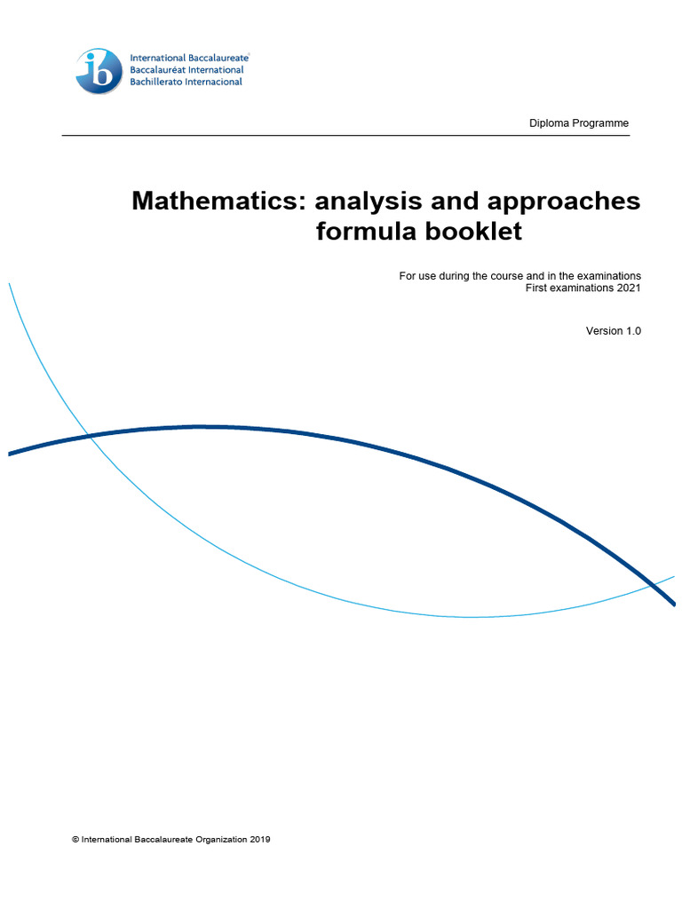 Ib Formula Booklet Addvance Maths | PDF | Area | Trigonometric Functions