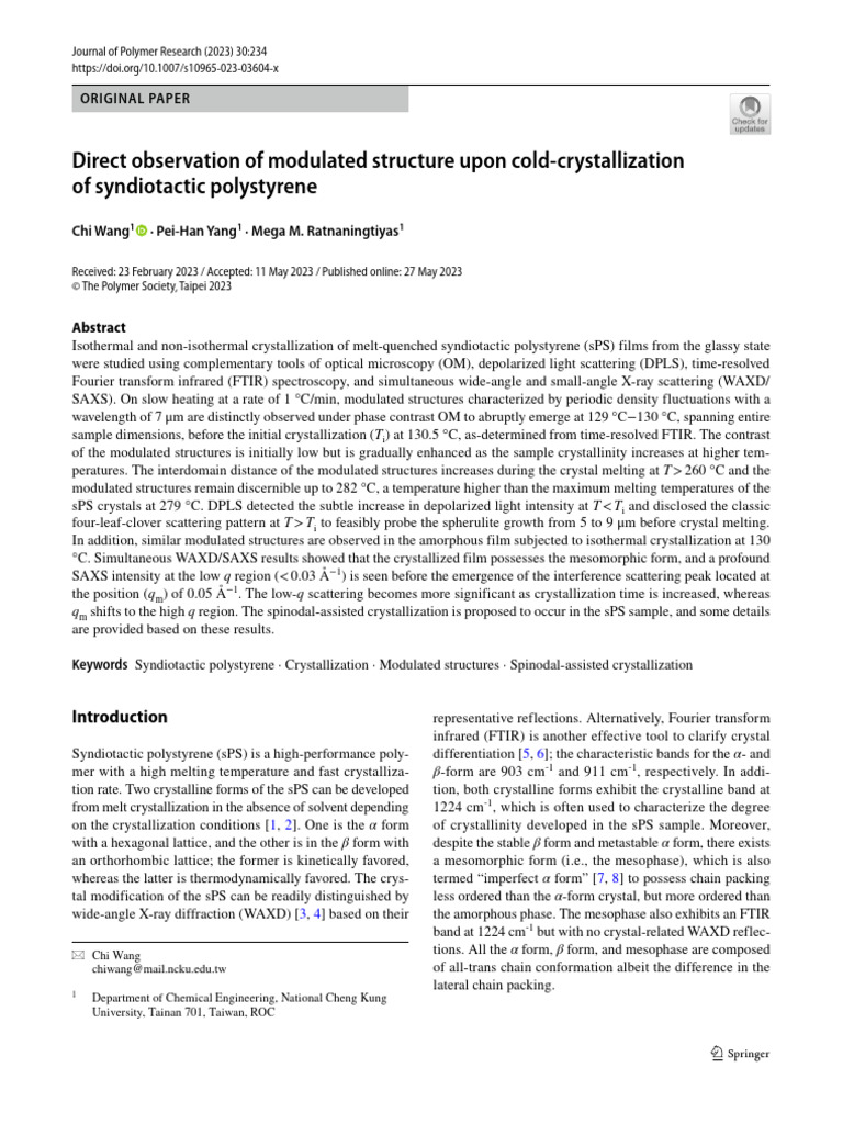 Direct Observation of Modulated Structure Upon Cold-Crystallization of ...