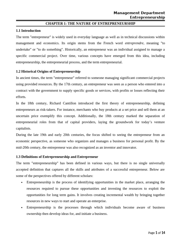 Entrepreneurship Chapter 1 | PDF | Entrepreneurship | Creativity