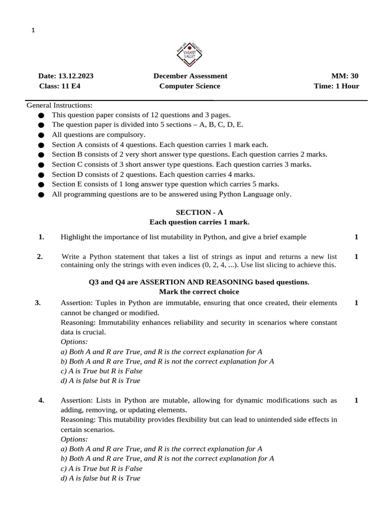 11E4 CS DEC 2023 QP | PDF | String (Computer Science) | Computer ...