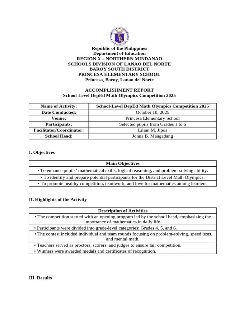 Math Accomplishment Report 2025 2026 | PDF | Mathematics | Intelligence