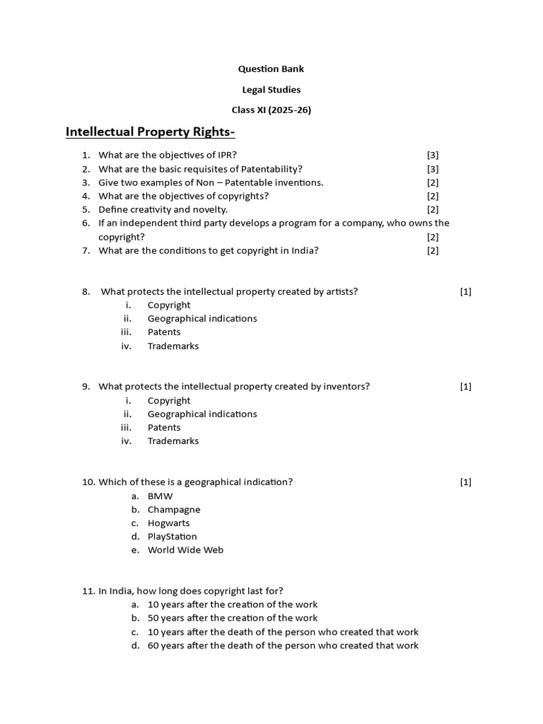 Question Bank L.ST Class Xi Final Term PDF | PDF | Intellectual ...