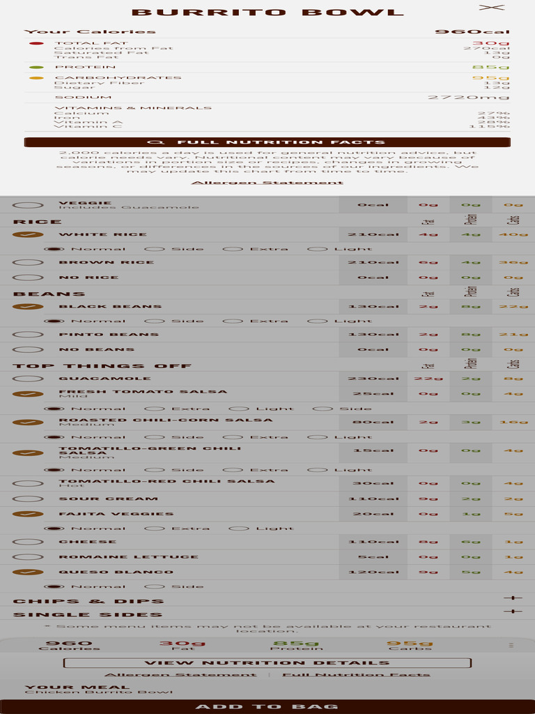 Chipotle — Nutrition Information | PDF | Chipotle Mexican Grill | Burrito