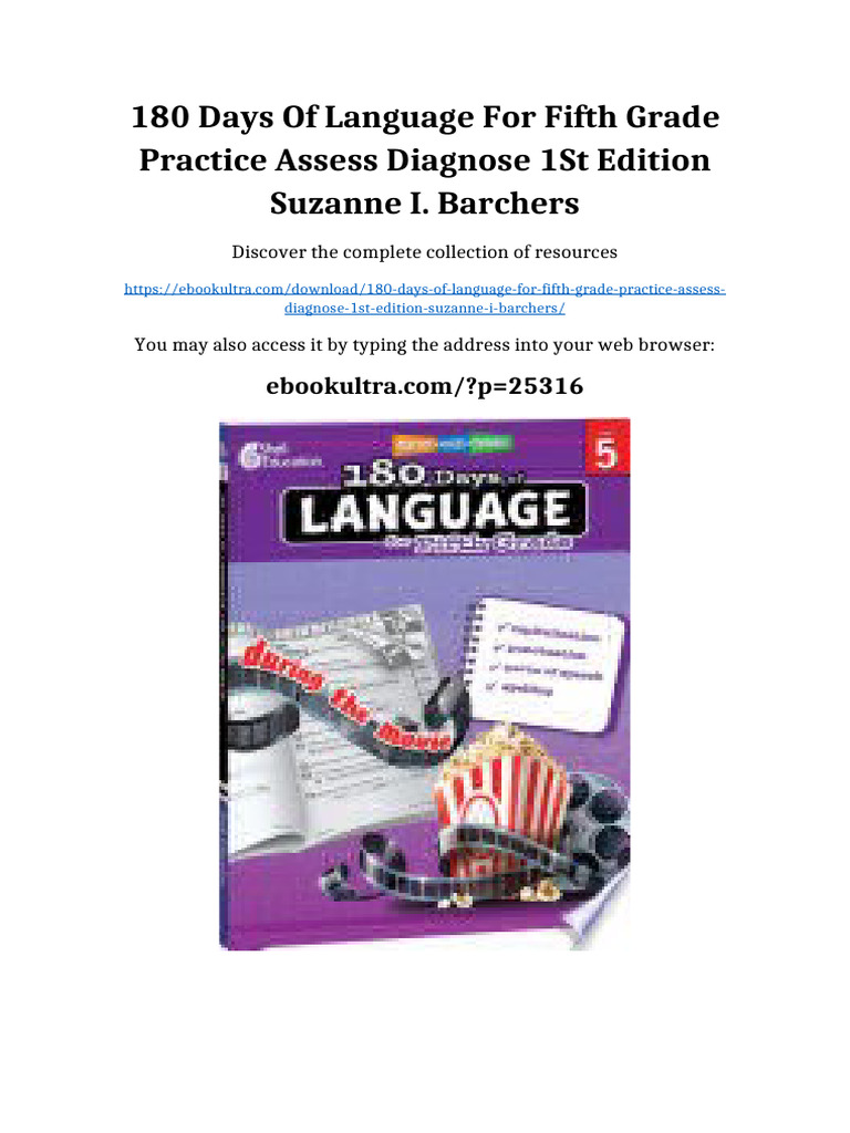 180 Days of Language for Fifth Grade Practice Assess Diagnose 1st ...