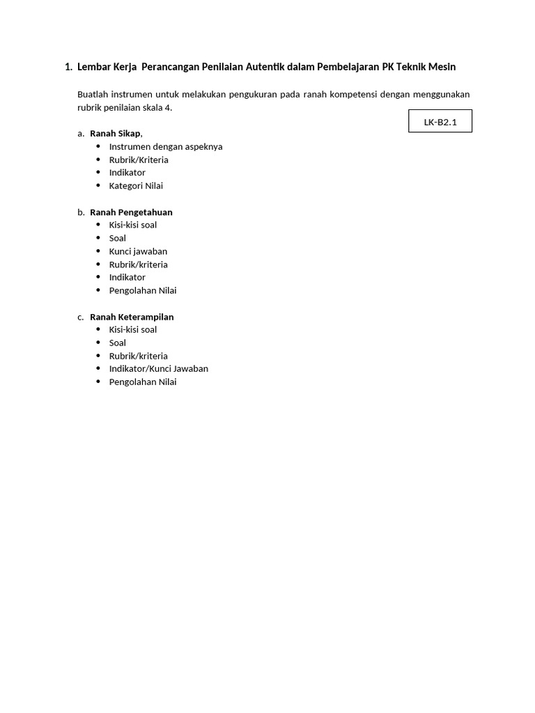 LK B2 Penilaian Autentik | PDF